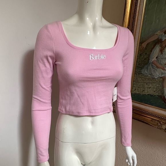 Barbie | Tops | Barbie Crop Top Long Sleeve Sweater Top Baby Pink ...